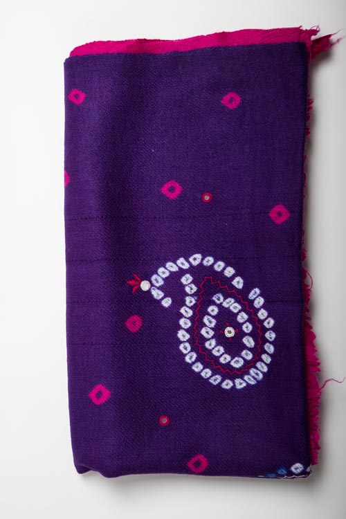 Double shade Hand Embroidered mirror and katchi work bhandhej woollen ...